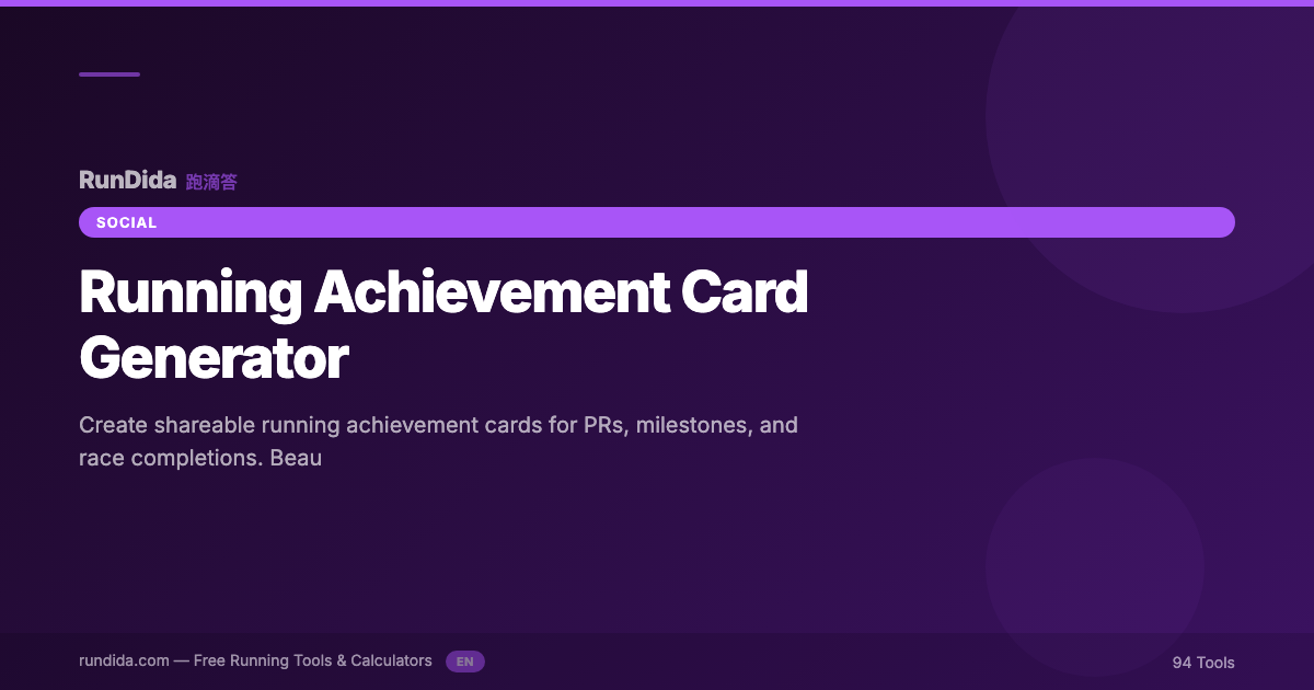 Running Achievement Card Generator | RunDida