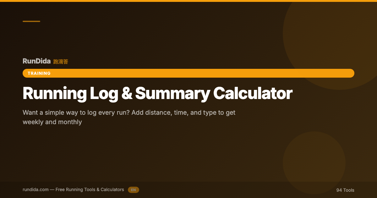Running Log & Summary Calculator | RunDida